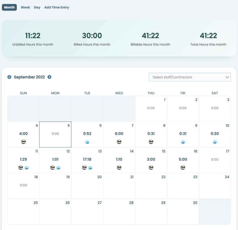Time Tracking Calendar - Clientary